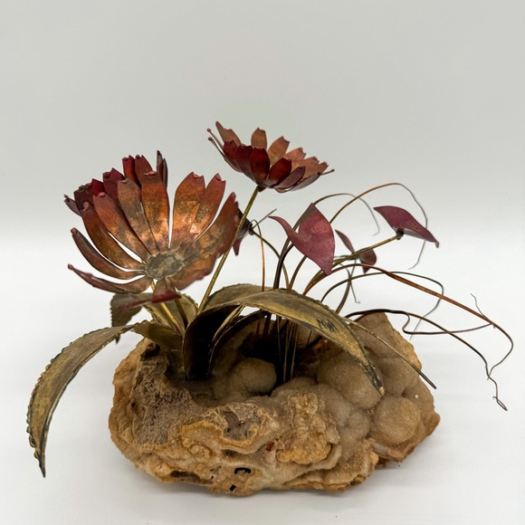 Vintage | Art | Brutalist Mcm Mid Century Modern Metal Copper Flower ...